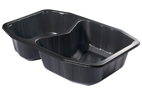 Meal Trays, Two Compartment - Black — PREPAC